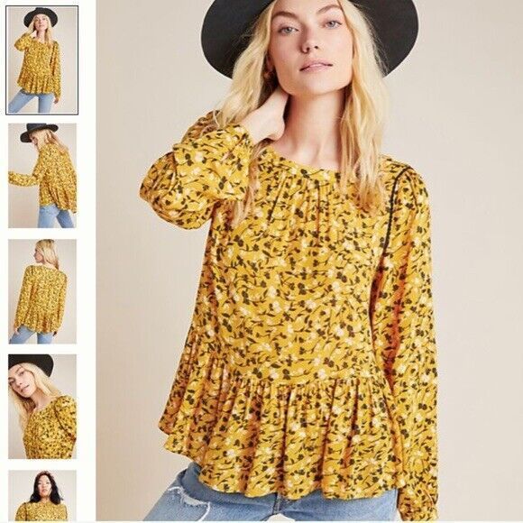 Maeve | Tops | New Anthropologie Maeve Cheyenne Floral Print Peplum ...